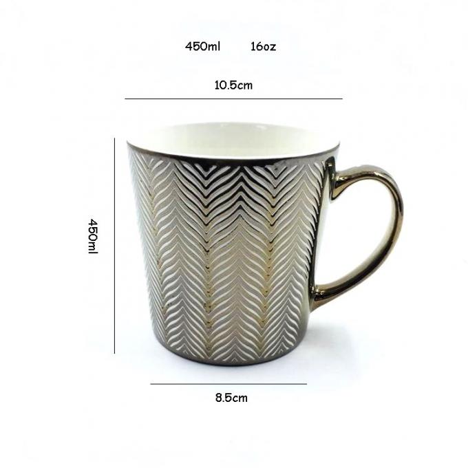 450ml Large 16 Oz Ceramic Coffee Mugs Metallic Glaze Home Use